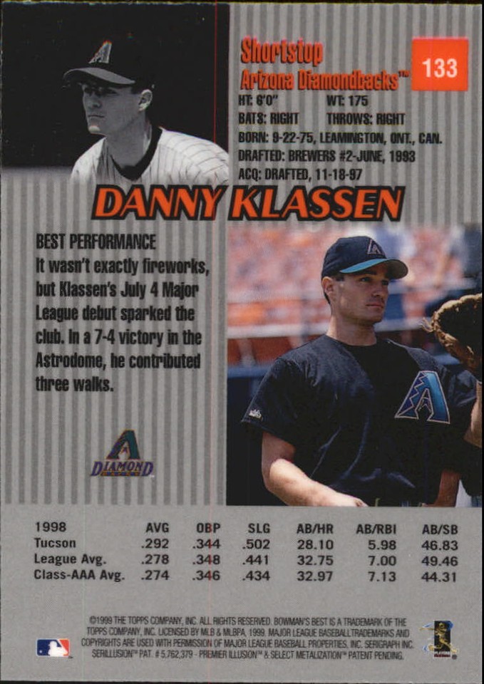 1999 Bowman's Best #133 Danny Klassen | eBay