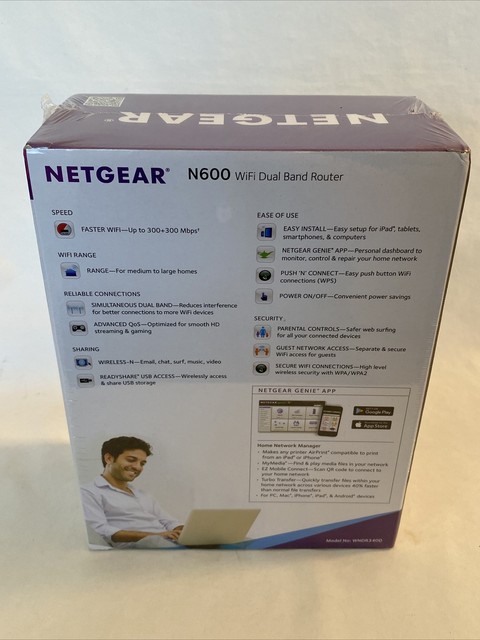 NETGEAR N600 Dual Band Wireless Router Wndr3400 300 Mbps for sale ...