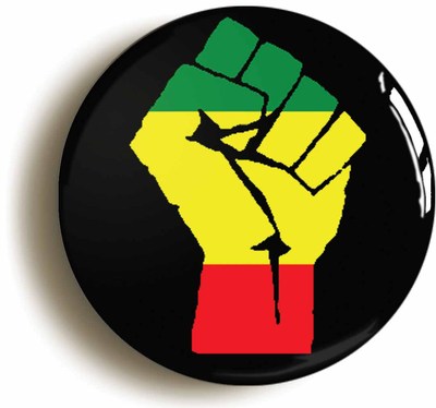 RASTA REGGAE SOLIDARITY FIST SYMBOL BADGE BUTTON PIN (Size 1inch/25mm ...
