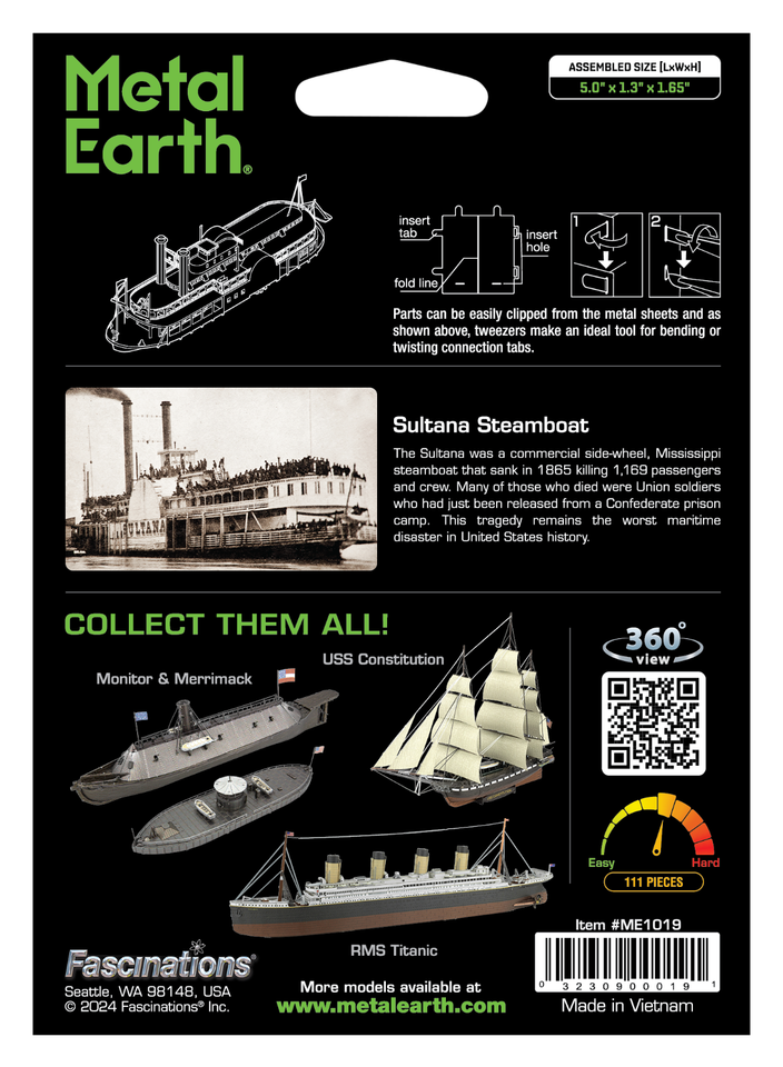 Fascinations Metal Earth SULTANA STEAMBOAT 3D Lase Cut Steel Model Kit ...