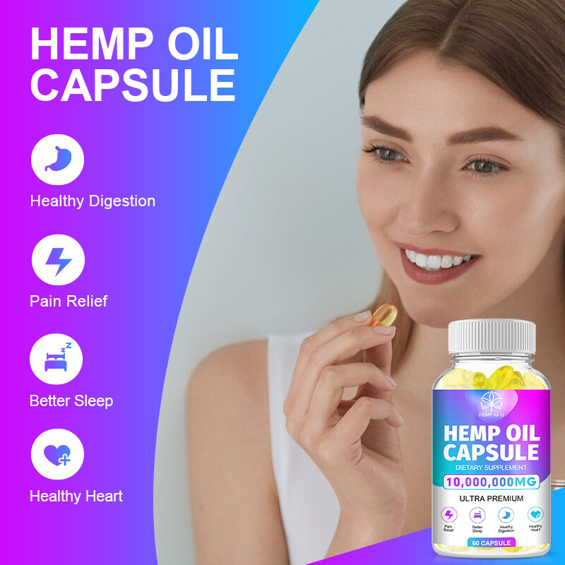 10,000,000mg Hemp Oil Capsules Reduce Stress Pain Relief Relax Better ...