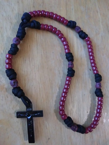 Military Ranger Warrior PARACORD ROSARY BEADS Maroon Skull Paters Black ...