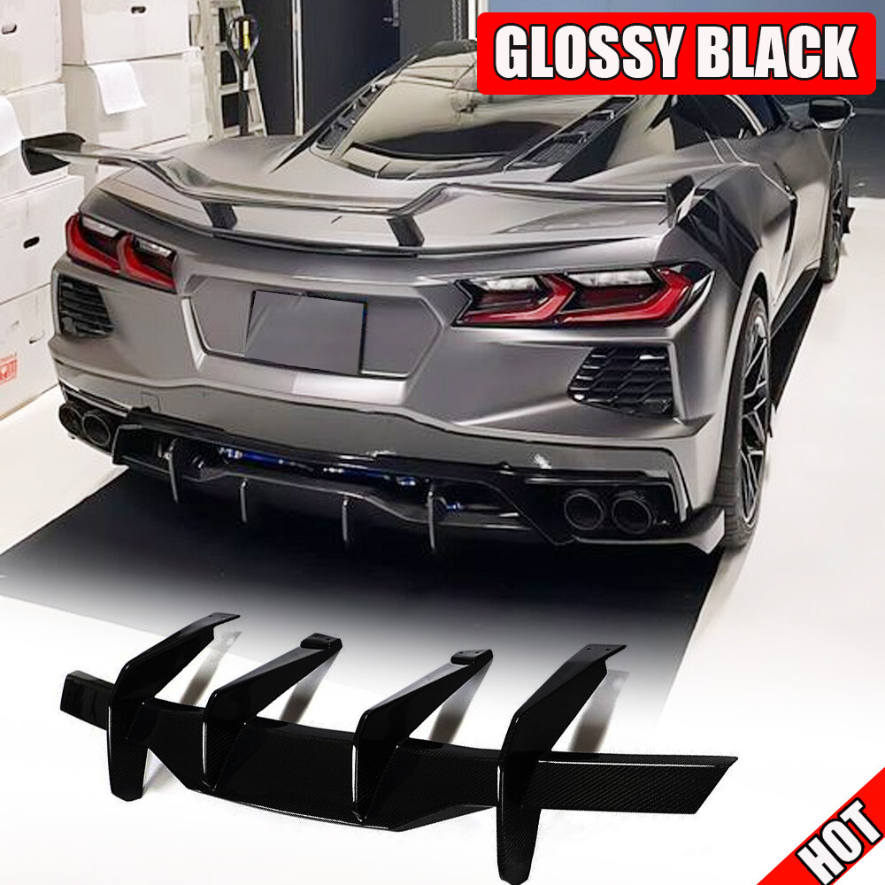 For Chevrolet Corvette C8 Stingray Z51 STG GLOSSY BLACK Rear Bumper ...