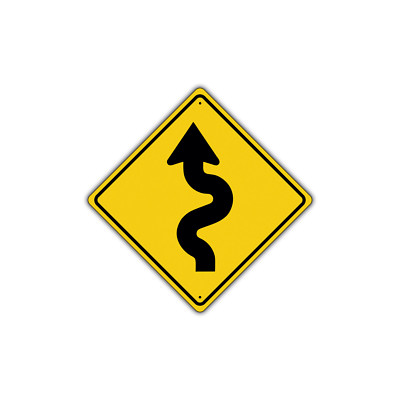 Left Winding Road with Sharp Turn Symbol Novelty Aluminum Metal Sign ...