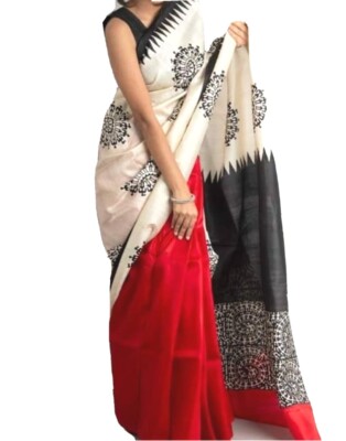 Pure Silk Hand Paint Saree With New Silk Mark Tag With the Saree | eBay