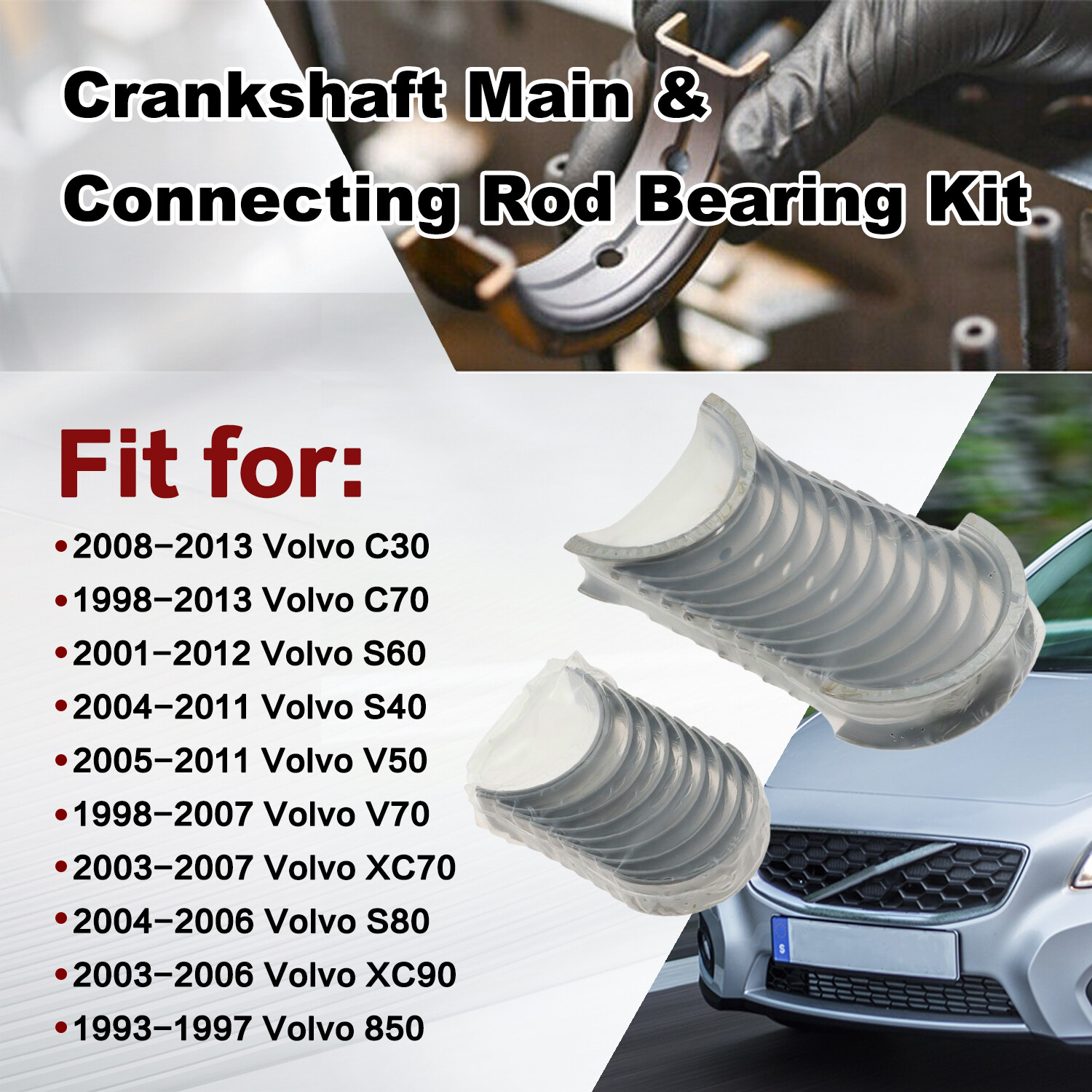 Main & Connecting Rod Bearing Combination Kit for Volvo 850 XC90 V70 ...