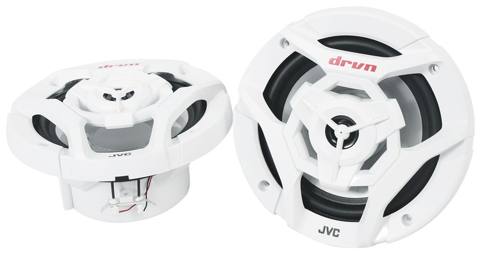(2) JVC CS-DR621MWL 6.5" 75 Watt RMS 2-Way RBG LED Marine Boat Speakers ...