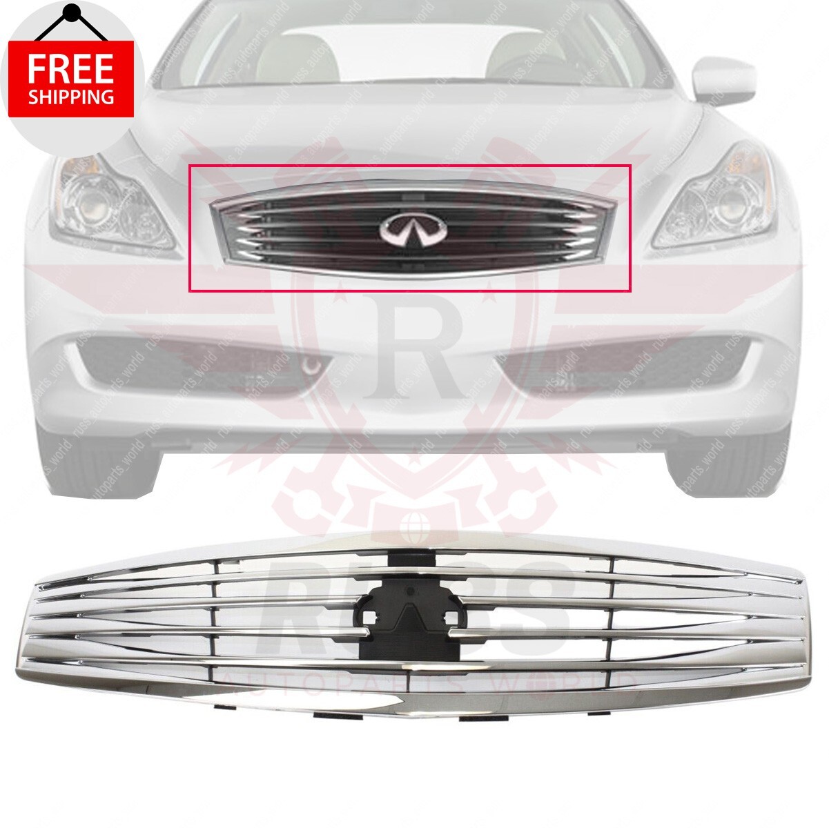 New Front Grille Grill Assembly Chrome Fits 2007-2008 INFINITI G37 G35 ...