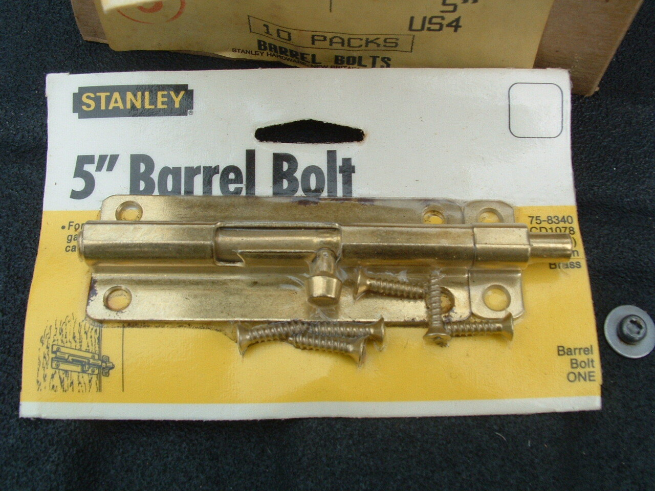 10 BRAND NEW SATIN BRASS BARREL BOLT CLOSURES 5" FOR DOORS STANLEY ...