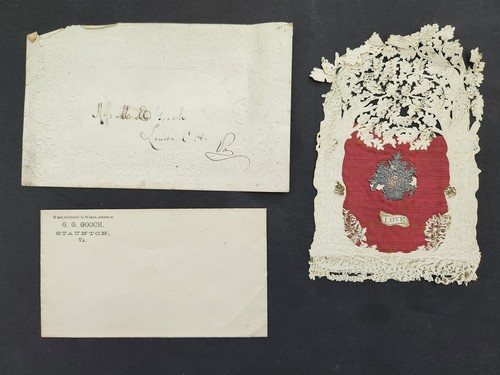 1850s antique VALENTINE CARD louisa va Miss M E GOOCH and GG GOUCH ...