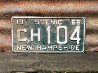 1968 New Hampshire License Plate Vintage NH Auto Tag Garage Shop Wall ...