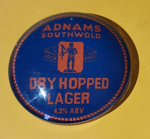 ADNAMS bar keg beer pump badge DRY HOPPED LAGER fish eye style Suffolk ...