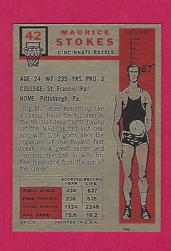 1957-58 Topps Maurice Stokes # 42 Cincinnati Royals | eBay
