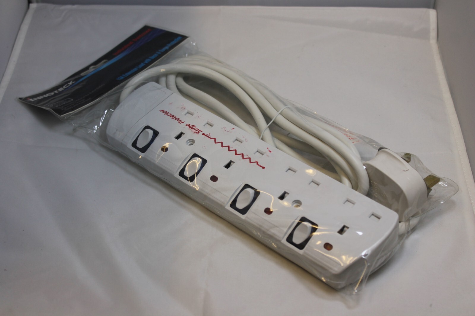 4 way Main SOCKET EXTENSION LEAD CABLE Neon Surge protection Switched ...