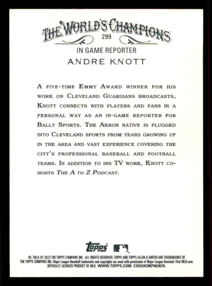 2023 Topps Allen and Ginter #299 Andre Knott In Game Reporter | eBay
