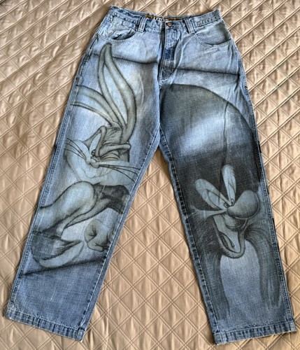 Lot29 Looney Tunes Jeans Mens 34 Bugs Bunny, Sam, Wile ,Marvin Graffiti ...