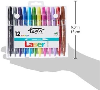 Texta Laser Colouring Markers School Fun Activity - 12 Colours ...