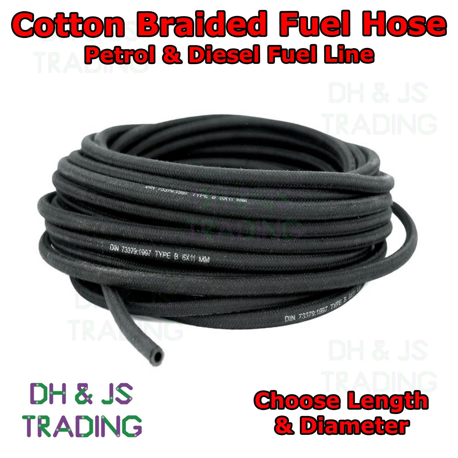 Cotton Braided Rubber Fuel Hose Pipe Petrol Diesel Oil Fuel Vacuum Line ...