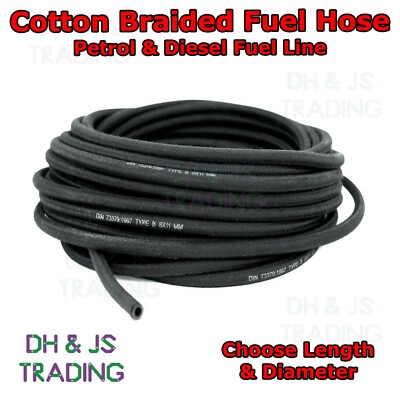 Cotton Braided Rubber Fuel Hose - Unleaded Petrol / Diesel Oil Line ...