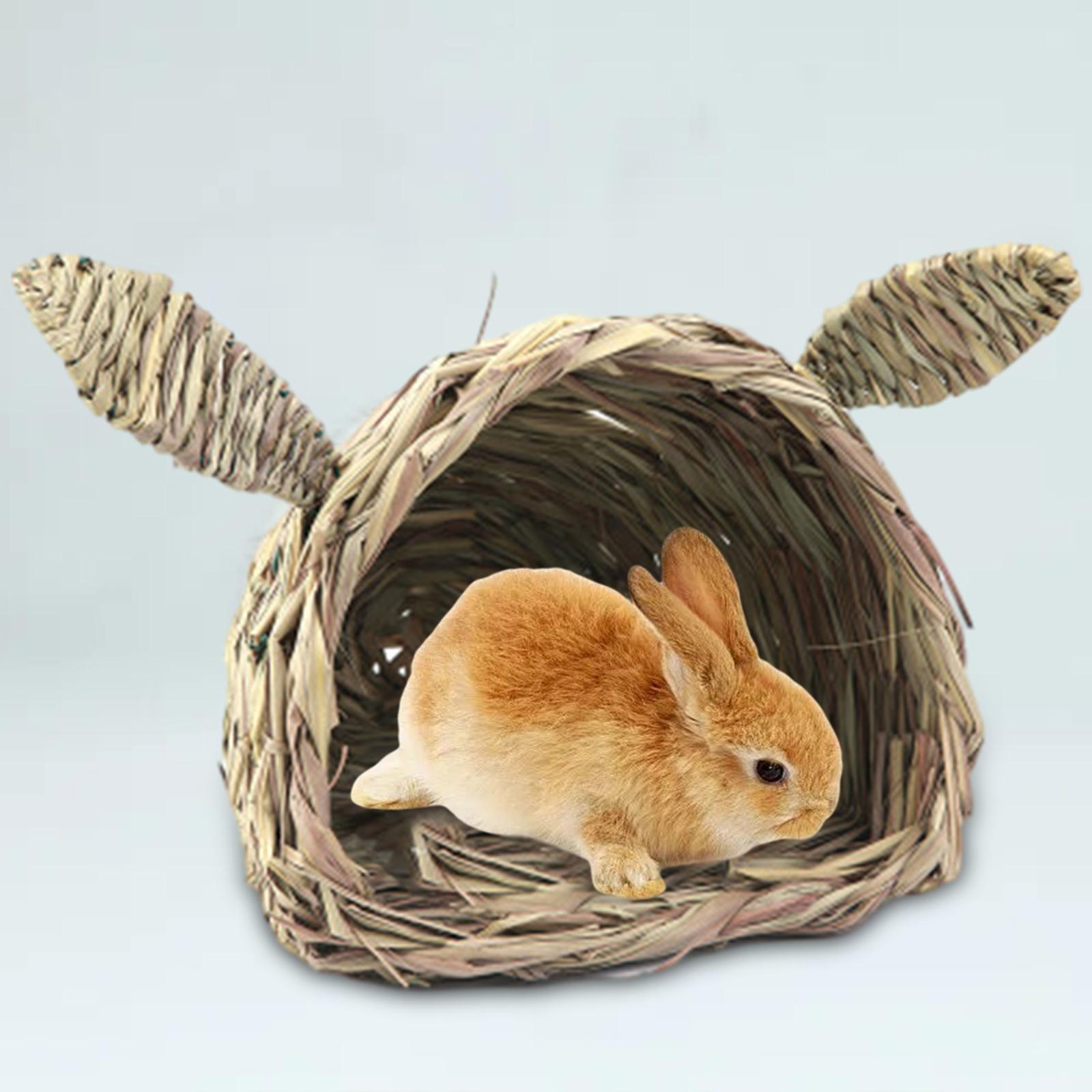 Rabbit Straw Nest Hiding Hut Toy Comfortable Straw Woven Hay Bed Warm ...
