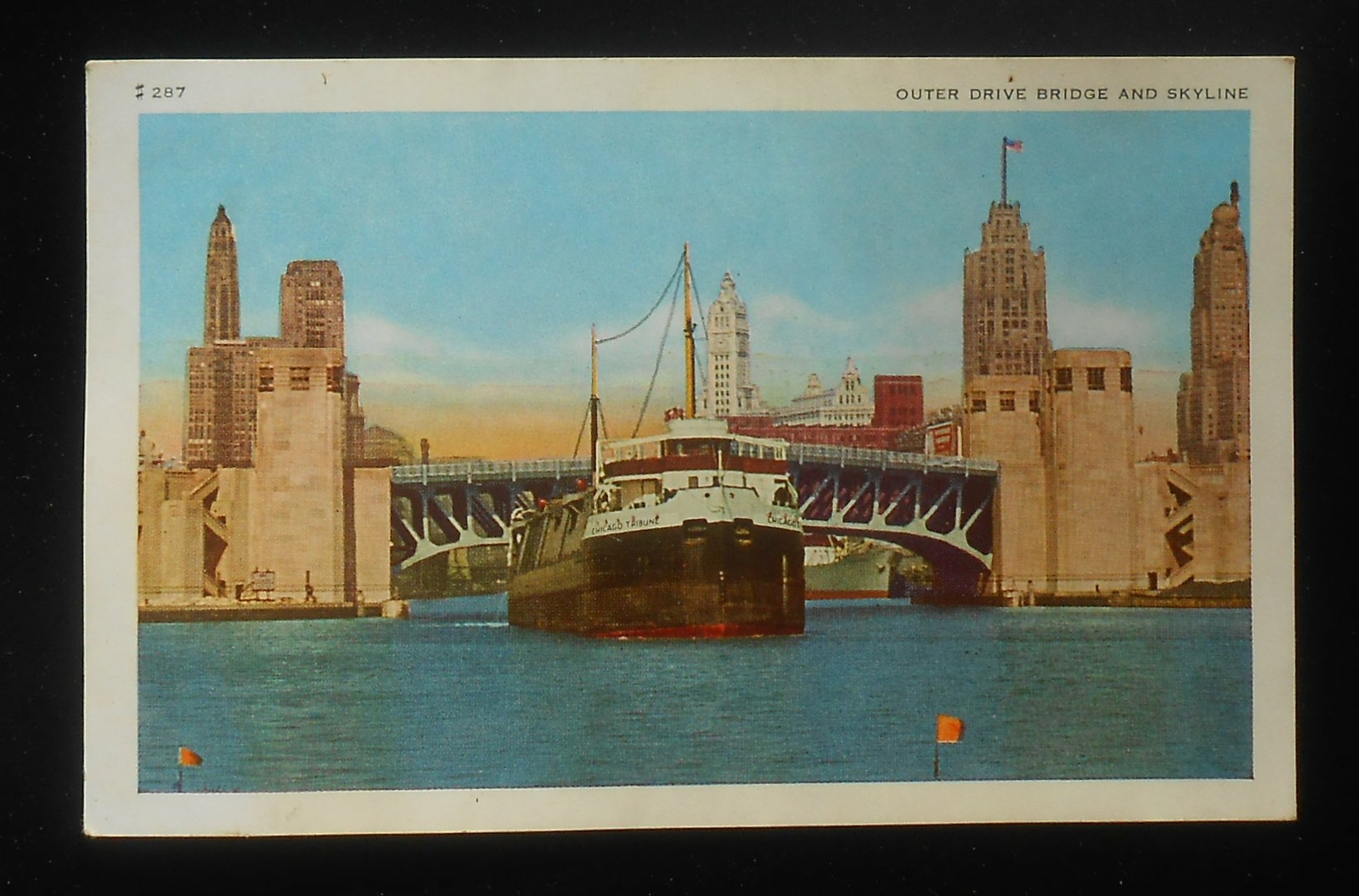 1940s Outer Drive Bridge World's Largest Bascule Bridge Ship Chicago IL ...