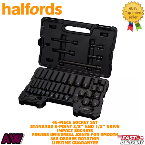 Halfords Advanced 46 Piece Impact Socket Set Metric - Lifetime ...
