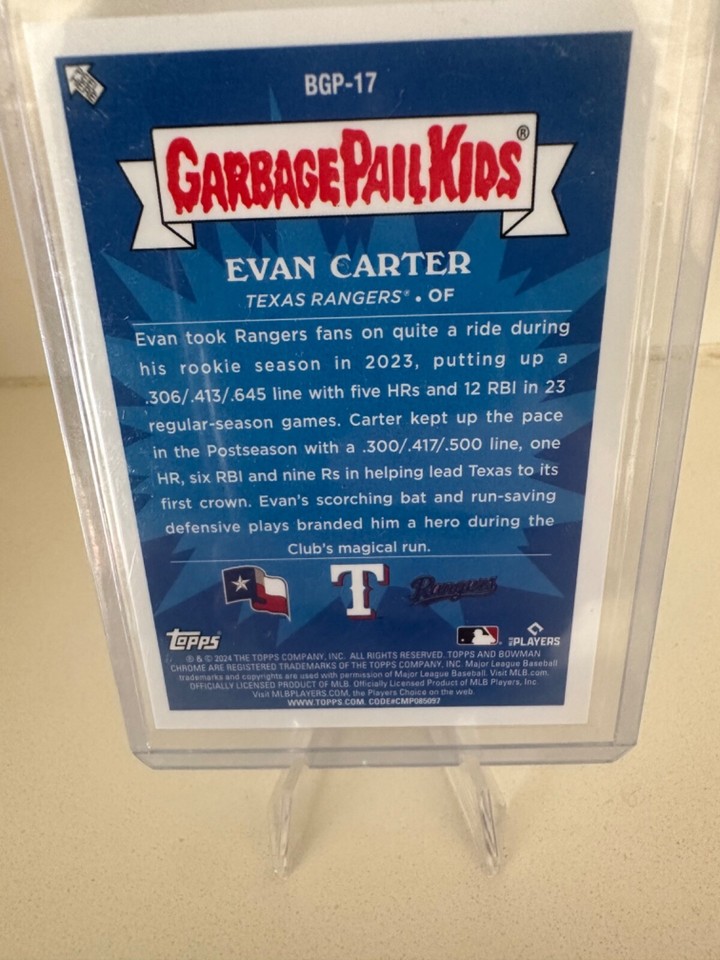 Bowman Chrome 2024 Evan Carter (Cowboy Carter) Garbage Pail Kids Mojo ...