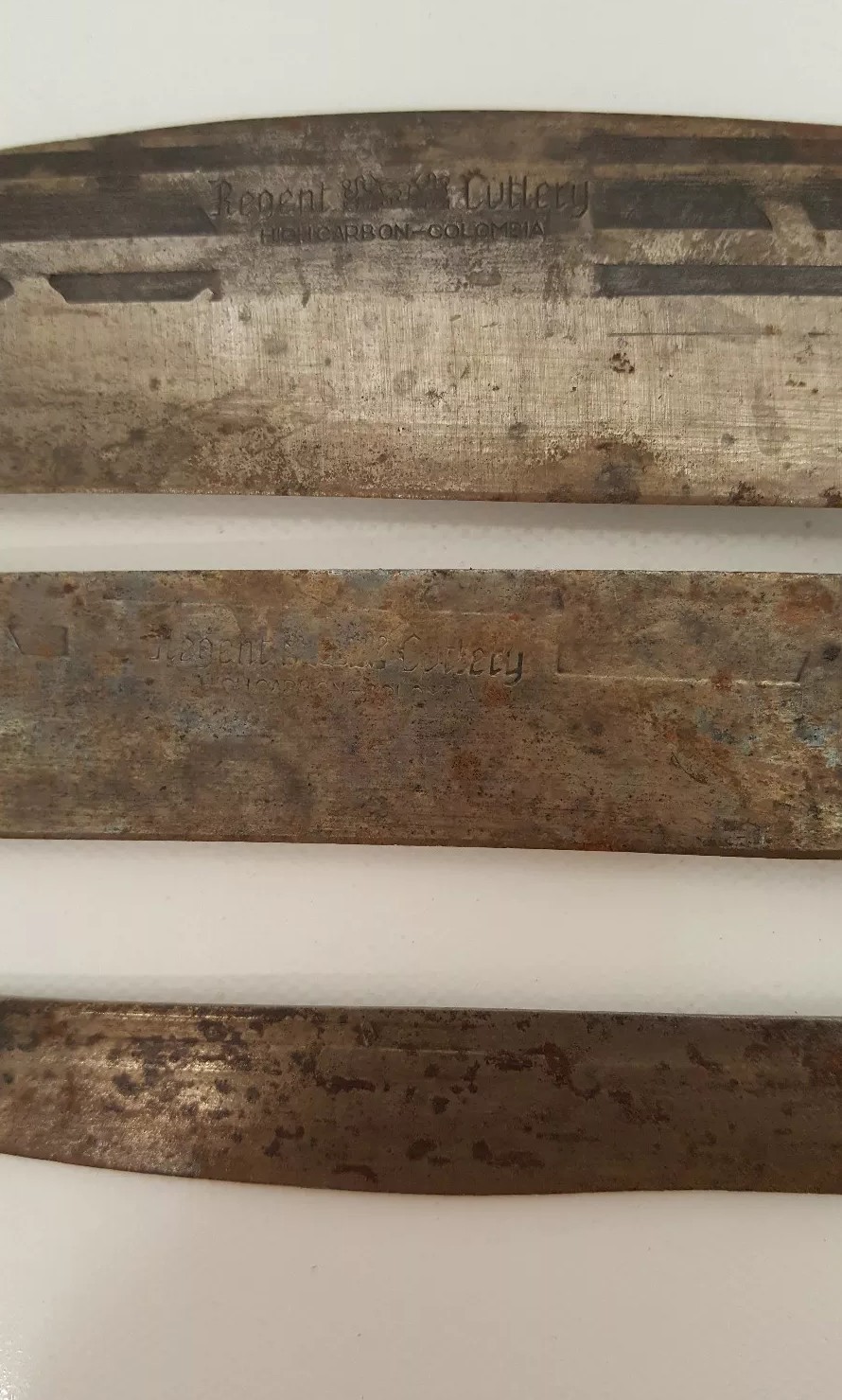 Three Vintage Knives Regent Cutlery High Carbon Colombia Knife Set Wood ...