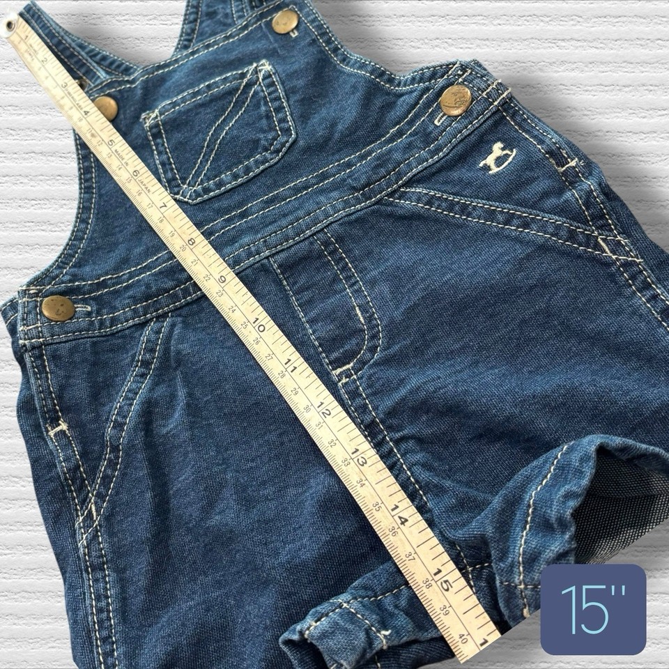 Faded Glory Baby Denim Shortalls 3-6M Organic Cotton Blue Jean Overalls ...