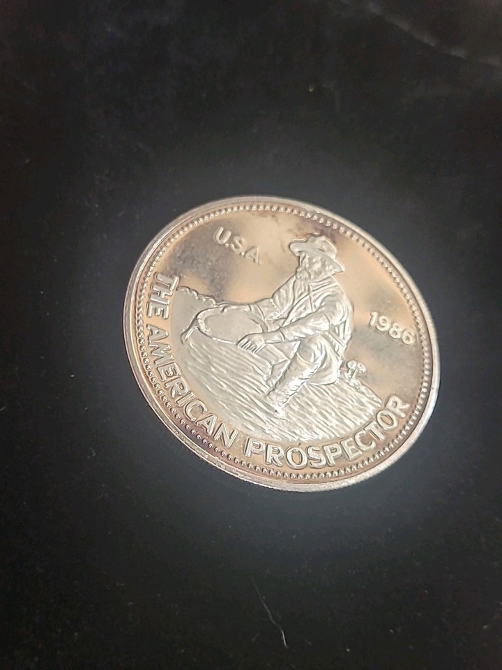 1986 Proof Engelhard Prospector Round 1 Oz .999 Silver Low Mintage Less ...