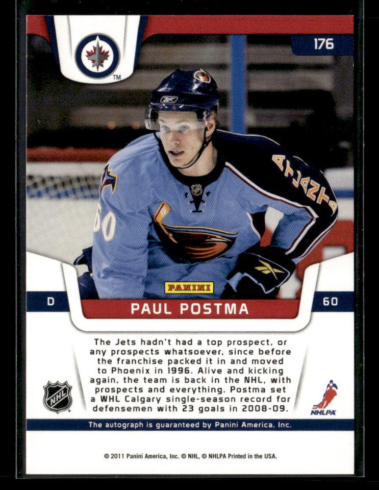 2011-12 Certified #176 Paul Postma AUTO RC | eBay