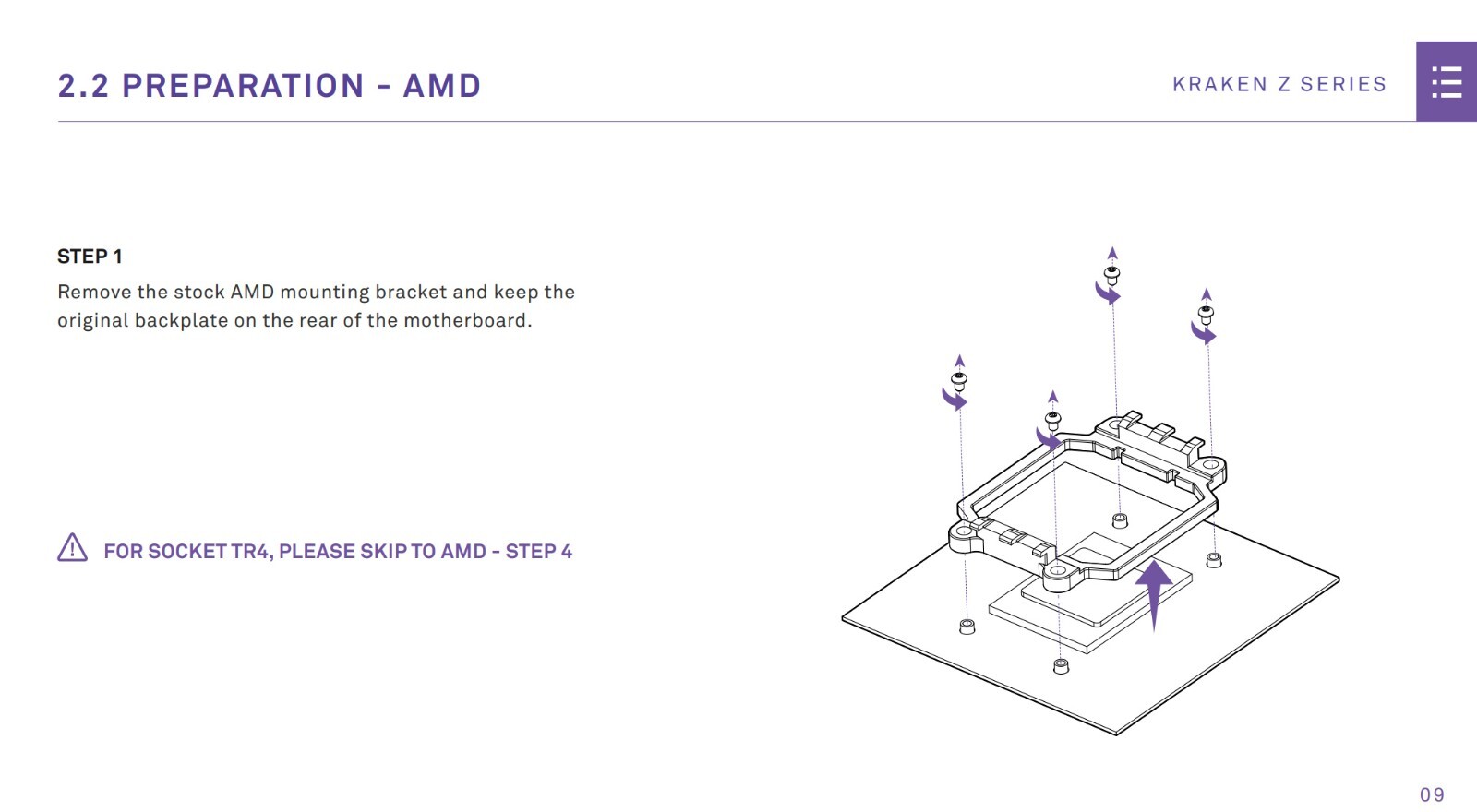 NZXT Kraken AM5 Bracket Kit- X31 X41 X42 X52 X53 X61 X62 X63 X72 X73 ...