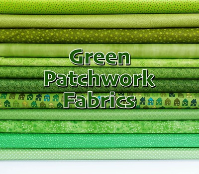 GREEN Cotton Fabric Patchwork Quality Bright and Dark Mixed Patterned ...
