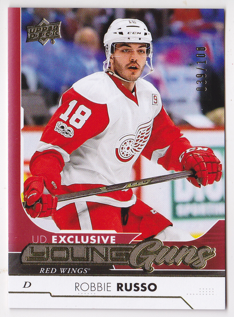 17-18 Upper Deck Robbie Russo 100 UD Exclusives Young Guns Rookie Red ...