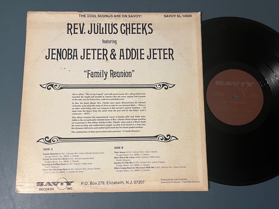 REV. JULIUS CHEEKS AND FAMILY - FAMILY REUNION 1979 SAVOY RECORDS SOUL ...