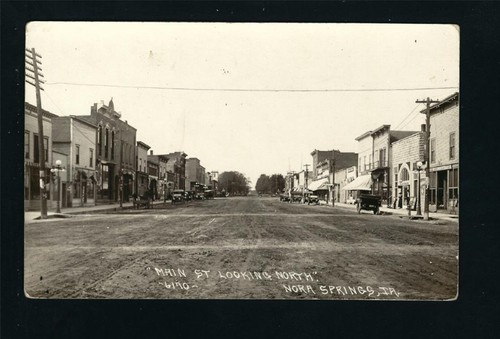 Nora Springs Iowa IA 1914 RPPC Main St, Many AUTOS, Play Theater ...