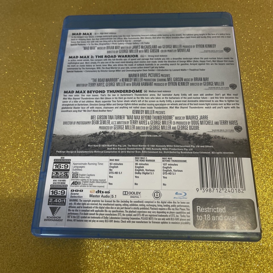 Mad Max Collection 1 + 2 + 3 - Movie Collection Blu Ray Region B ...