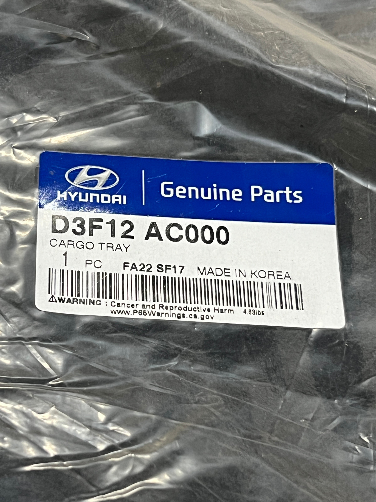 Hyundai Genuine OEM Reversible Cargo Tray for Tucson 2016-2021 - D3F12 ...