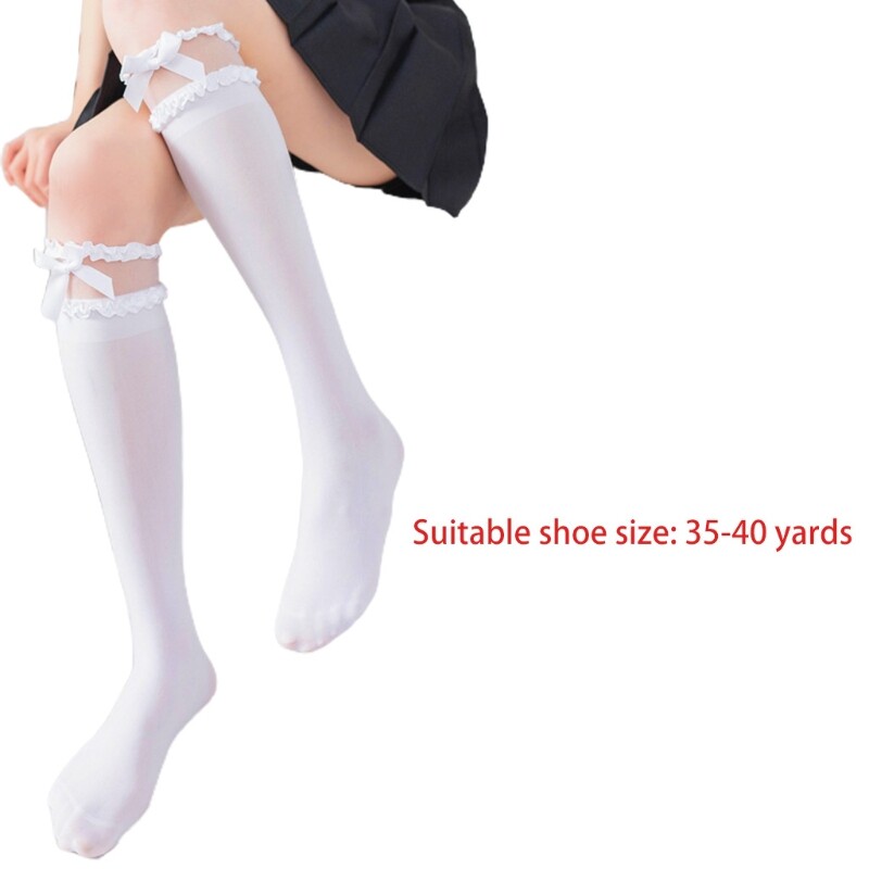Bowknot Long Socks Female Cotton Pantyhose Leg Stocking Medias Elastic ...