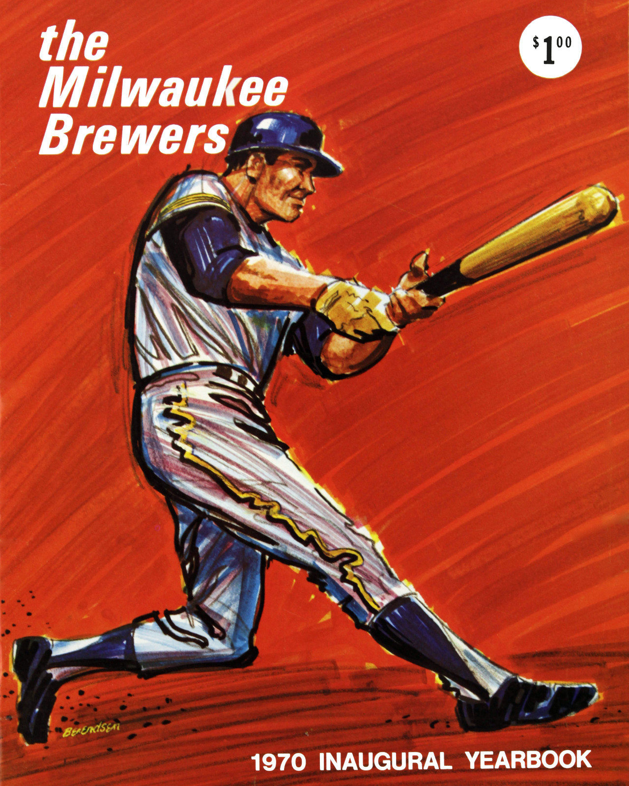 Milwaukee Brewers - Art Poster of 1970 Inaugural Season Yearook, 8x10 ...