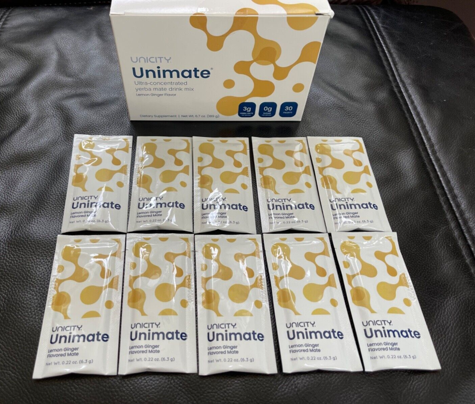 Unicity Unimate Yerba Mate Supplement LEMON GINGER 10 Packets ~ Exp ...