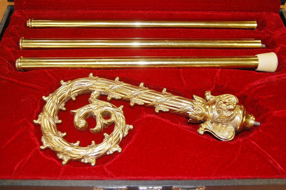 AMAZING NEW GOLD PLATED BISHOP STAFF / CROSIER, TRADITIONAL CHURCH ...