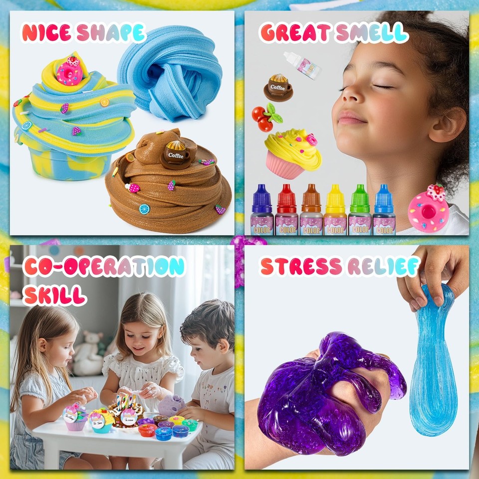 Jumbo Slime Kit for Girls, Party Favors for Kids, Adorable Slime Making ...