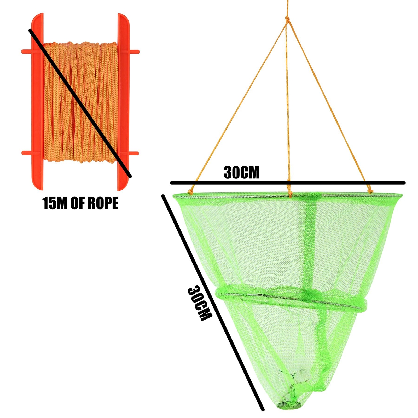 Crab Drop Net Crabbing Net Bait Bag Holder Rope & Hand Line Fun Kids ...