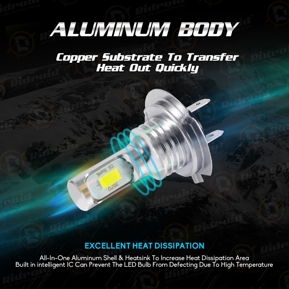 Mini H7 + H7 LED Headlight Bulb Kits Combo High Low Beam 240W 52000LM ...