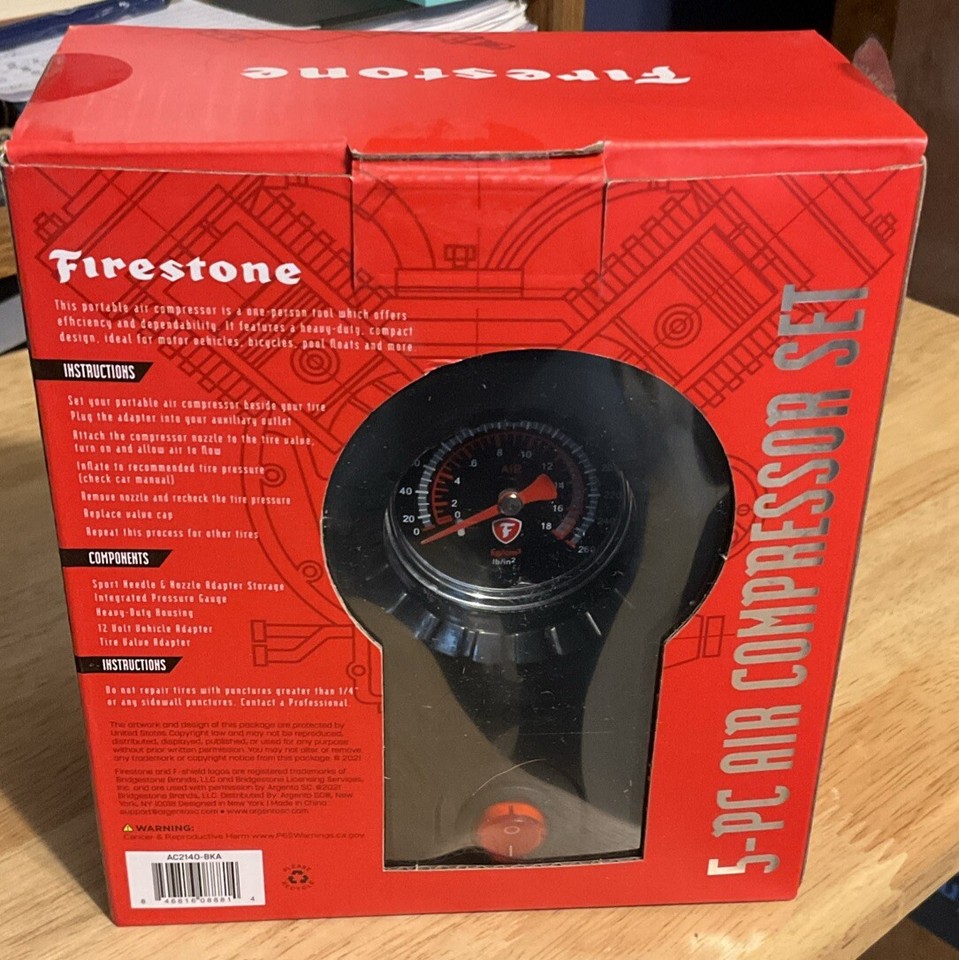 Firestone 5 Piece Air Compressor Set 260 PSI Portable Car Lighter ...