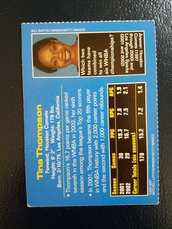 Tina Thompson Houston Comets #297 WNBA Sports Illustrated for Kids SI ...