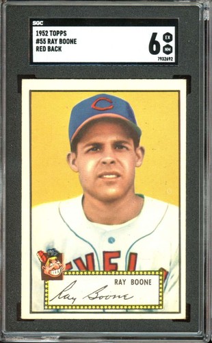1952 Topps #55 Red Back Ray Boone Indians SGC 6 EX-NM | eBay