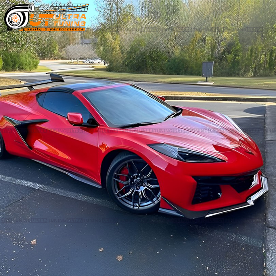 For Corvette C8 Z51 STG 2020-2024 Gloss Black Front Bumper Lip Splitter ...