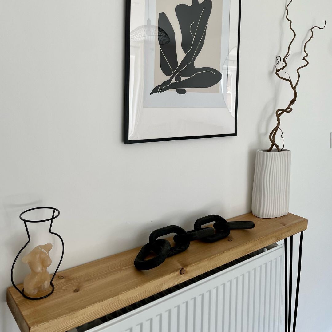 Rustic Radiator Cover With Hairpin Legs | Radiator Shelf | Console ...